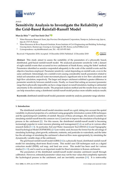 Pdf Sensitivity Analysis To Investigate The Reliability Of The Grid Based Rainfall Runoff Model