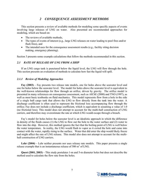 Consequence Assessment Methods For Incidents From Lng Pdf Chemistry