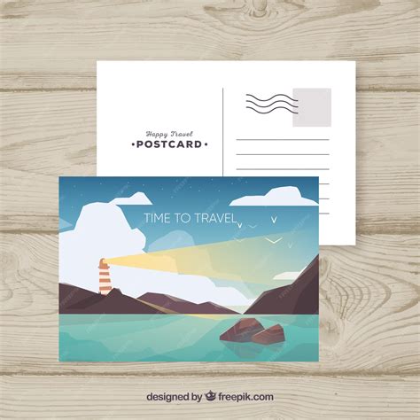 Free Vector Postcard Template With Travel Concept