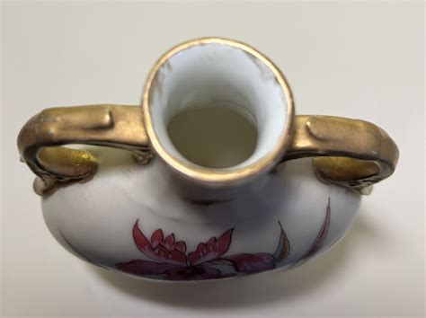 Antique Porcelain Double Handle Flower Vase Victoria Carlsbad Austria