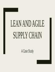 Lean And Agile Supply Chain PPT Pptx LEAN AND AGILE SUPPLY CHAIN A Case Study Definition Lean