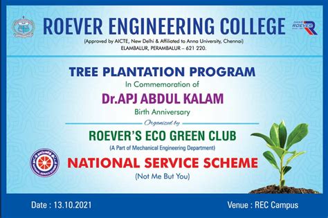 Tree Plantation Program Roever Engineering College