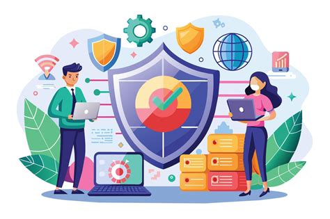 A Graphic Illustration Depicting Two People Working On Secure Data