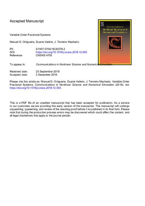 pdf variable order fractional systems