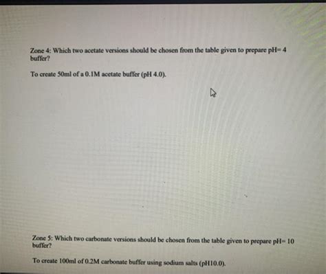 Solved Experiment Preparation Of Buffers Prelab Ouestions Chegg