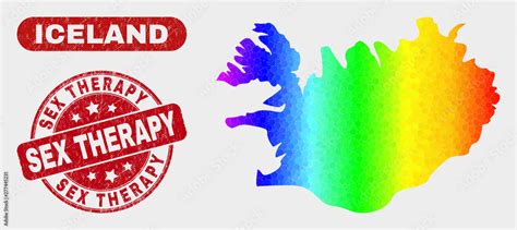 Rainbow Colored Dotted Iceland Map And Seals Red Round Sex Therapy Distress Seal Stamp