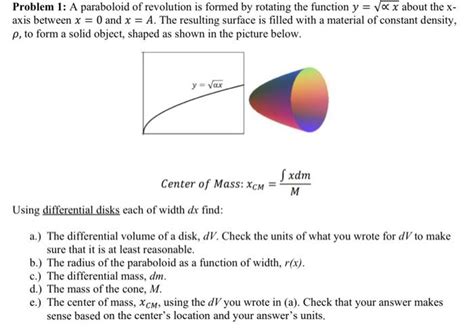 Solved Problem 1 A Paraboloid Of Revolution Is Formed By
