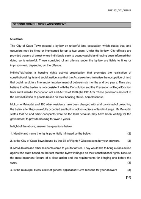 assignment 2 s2 fur2601 101 3 second compulsory assignment question
