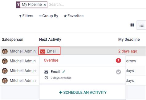 Activities Odoo Documentation