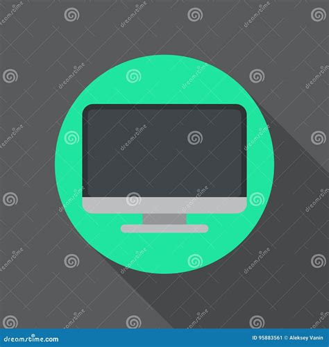 Desktop Computer Flat Icon Round Colorful Button Display Circular Vector Sign Logo