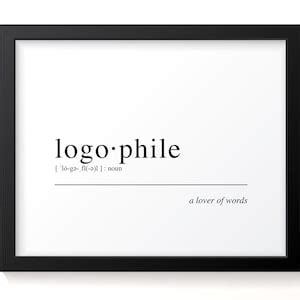Lover Of Words Definition Print Logophile T For Word Lover Art