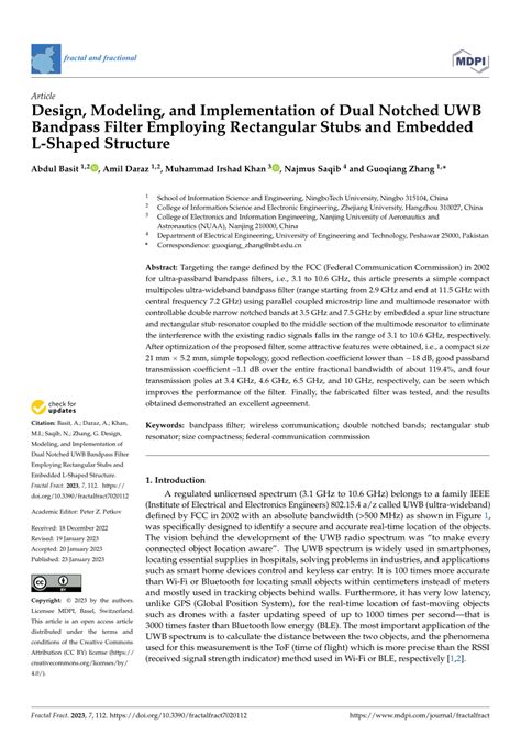 pdf design modeling and implementation of dual notched uwb bandpass