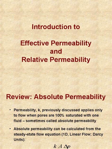Introduction To Effective Permeability And Relative Permeability Pdf