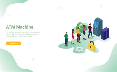 Premium Vector Atm Queue Concept With People Men And Woman Queueing