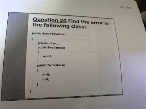 Solved 7312019 Question 20 Find The Error In The Following