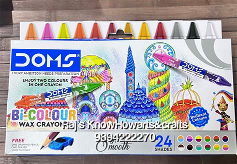 Doms Bi Colour Wax Crayons 24 Shades Knowhowartcraft