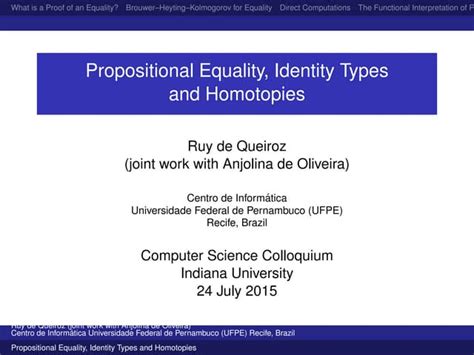 propositional equality identity types and homotopies ppt