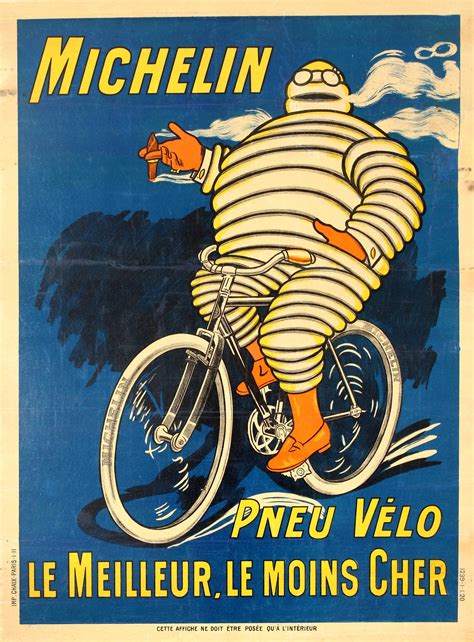 Unknown Original Antique Bibendum Michelin Man Poster Michelin Pneu