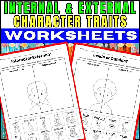 Internal And External Character Traits Cut And Paste Worksheet For