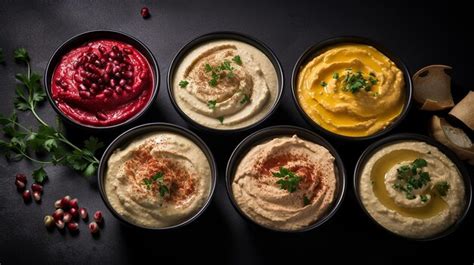 Premium Ai Image Assorted Hummus Platter Stock Image