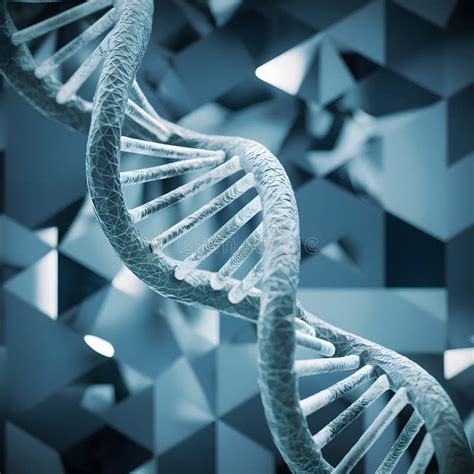Futuristic Dna Helix With Geometric Patterns In Cool Tones Symbolizing
