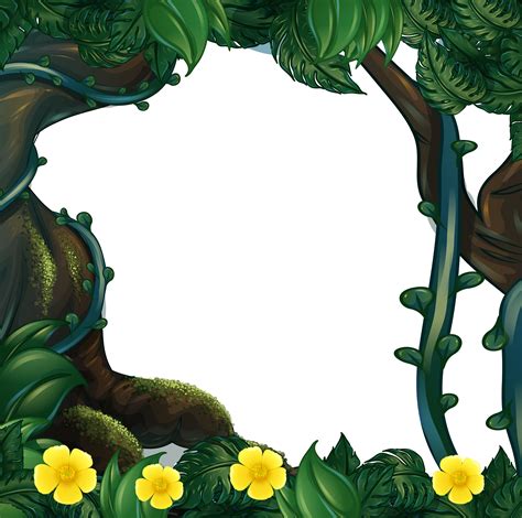 Frame Design With Flowers And Trees Vector Art At Vecteezy