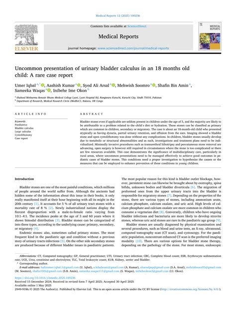 Pdf Uncommon Presentation Of Urinary Bladder Calculus In An 18 Months