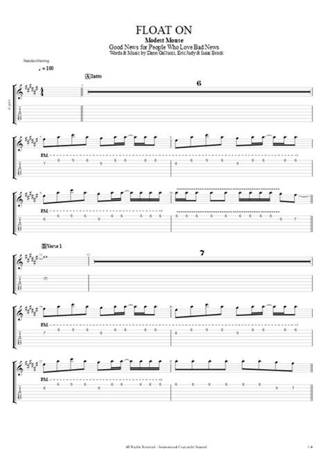 Float On Tab By Modest Mouse Guitar Pro Guitar Bass And Backing