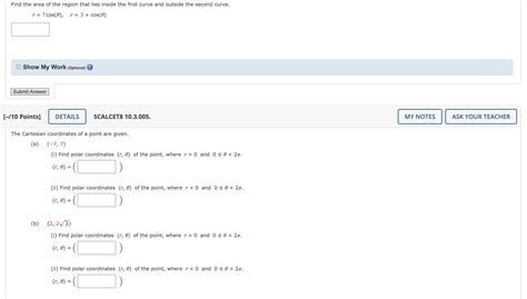 solved r 7cos θ r 3 cos θ show my work optional 10