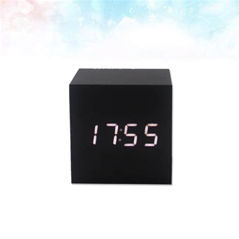 Tailtoss 1set Square Multi Function Led Alarm Clock With Wood For Home