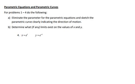 Solved Parametric Equations And Parametric Curves For Chegg