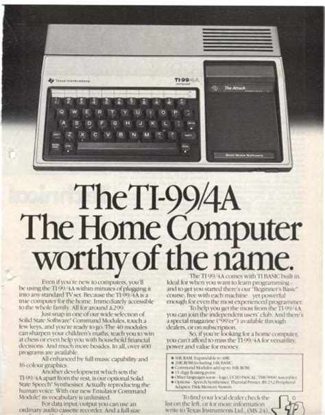 ti 99 4a by texas instruments retro 8 bit computers