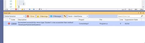 C Error CS Inconsistent Accessibility Return Type Type Is Less Accessible Than Method