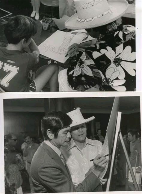 Jack Lord At A Hospital Showing His Art Work And Doing Art With The