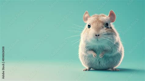 Adorable Gerbil Model Captured In A Lifelike Pose On A Soft Blue