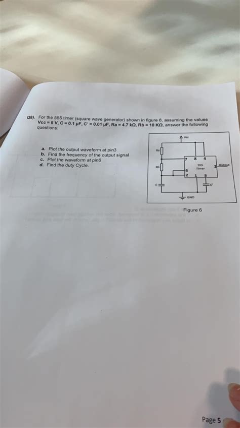 Solved For The 555 Timer Square Wave Generator Shown In
