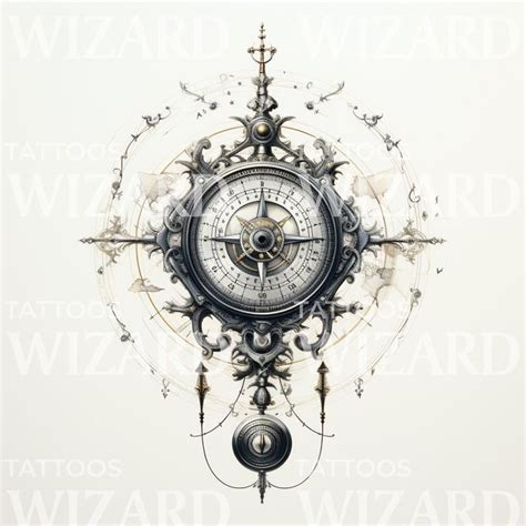 Vintage Compass Baroque Style Tattoo Design Tattoo Designs Compass Tattoo Design Unique