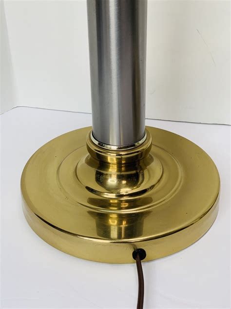 Vintage Large Solid Brass Table Lamp With Shade And Two Pull Switch Set