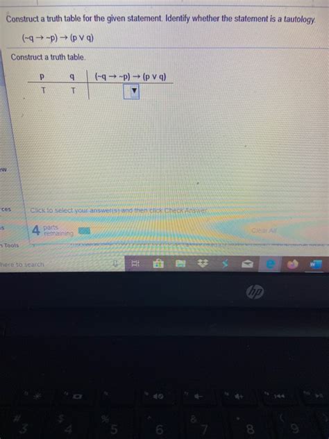 Solved Construct A Truth Table For The Given Statement