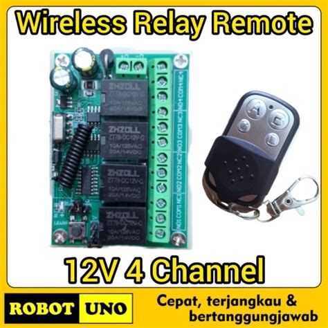 Jual 433mhz 12v 4ch Wireless Rf Relay Switch Remote 4ch Rf Control