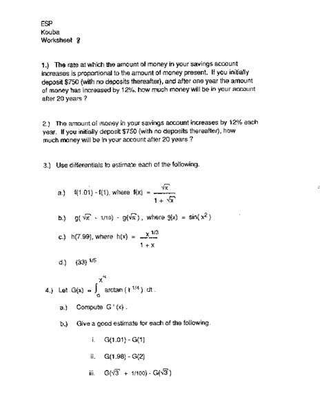 Worksheet 8 Rate Differentials Worksheet For Higher Ed Lesson Planet