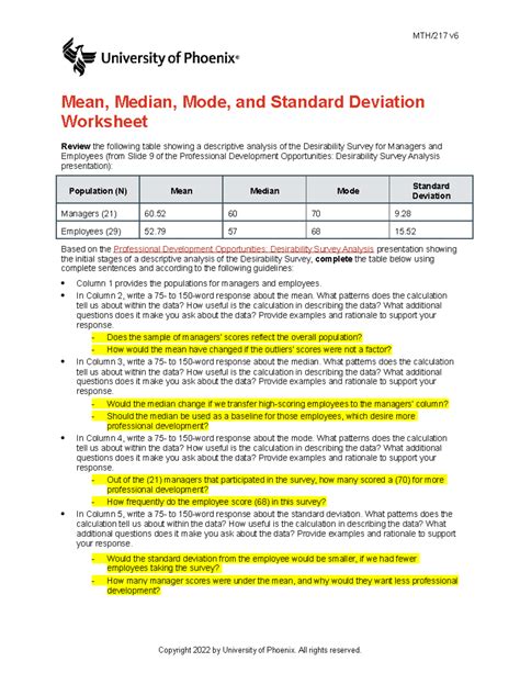 Mth217 V6 Wk3 Mean Median Mode And Standard Deviation Worksheet Mth217 V Mean Median Mode