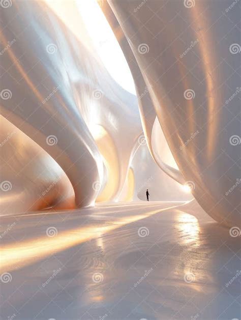 Futuristic Abstract Architecture Design With Smooth Curves And Soft Lighting For Modern Art