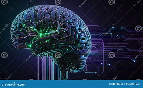 Digital Brain Network Glowing Ai Neural Pathways And Data Streams