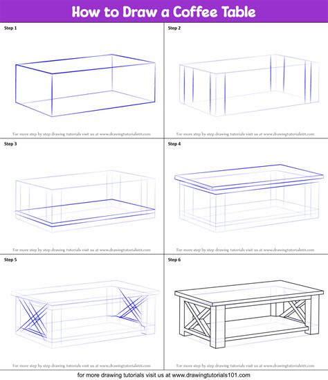 How To Draw A Coffee Table Furniture Step By Step