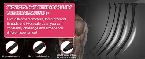 5pcs Silicone Threaded Penis Plugs Male Sex Toys Catheter