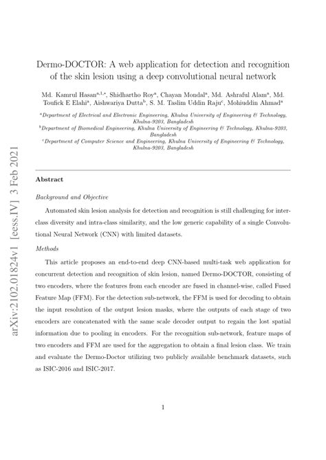 Pdf Dermo Doctor A Web Application For Detection And Recognition Of The Skin Lesion Using A