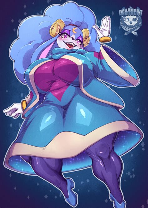 Rule 34 1girls Anthro Ariem Big Breasts Blue Body Blue Hair Bovid Caprine Chubby Cleavage