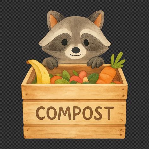 Png Cute Raccoon Compost Box Free Png Rawpixel