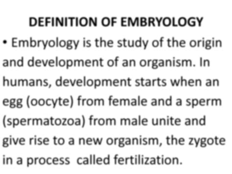 Embryology Definition